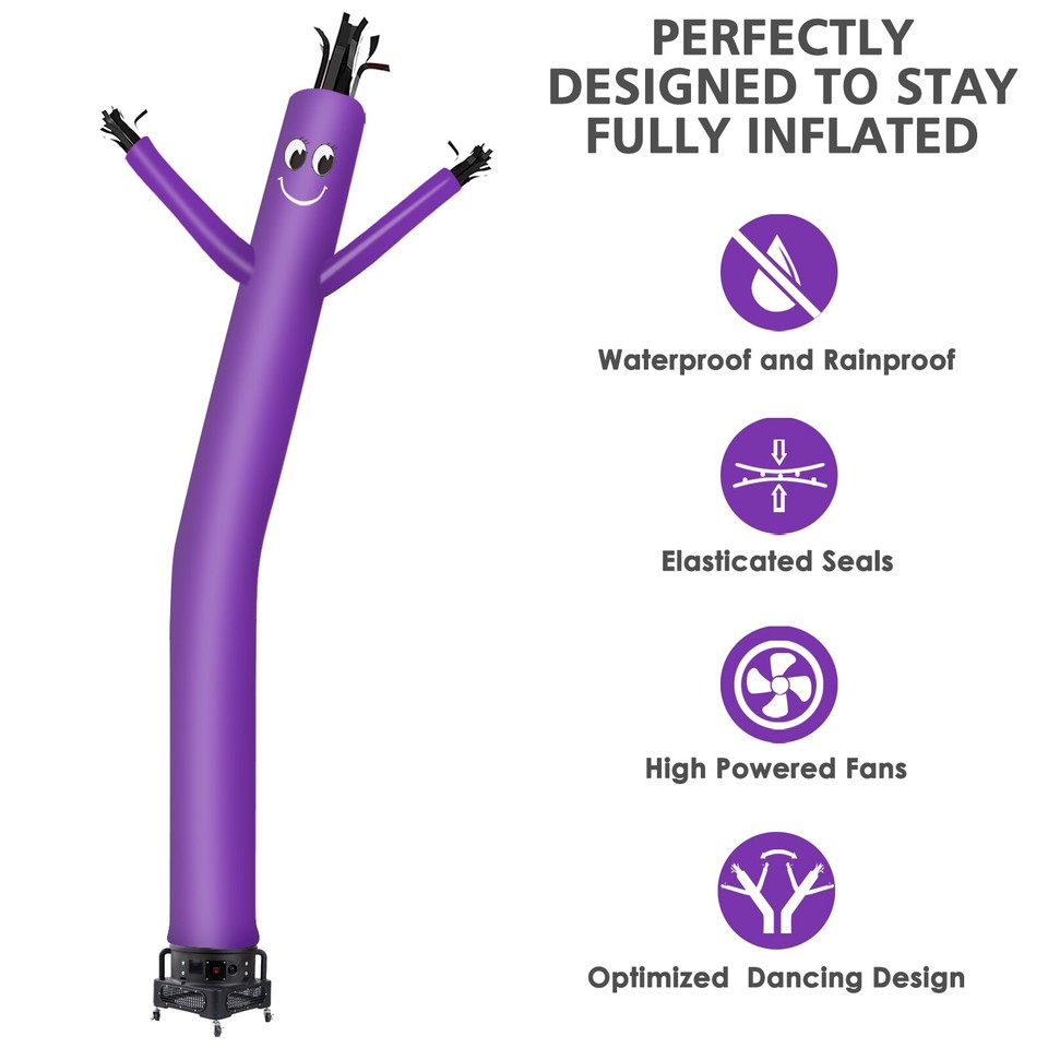 MOUNTO 20ft Purple Inflatable Dancer Sky Puppet with 1hp 18-inch Blower ...