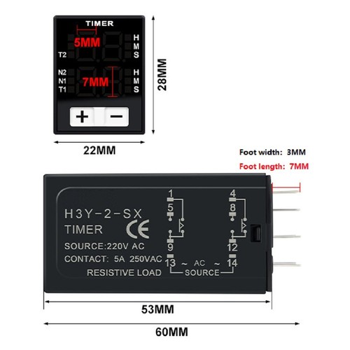 H3Y 2 8Pin Circulating 220V Digital Time Relay with High Definition ...