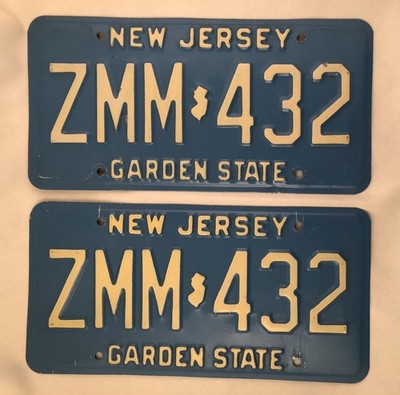Expired Matching Pair of New Jersey License Plates ZMM 432 NJ Embossed ...