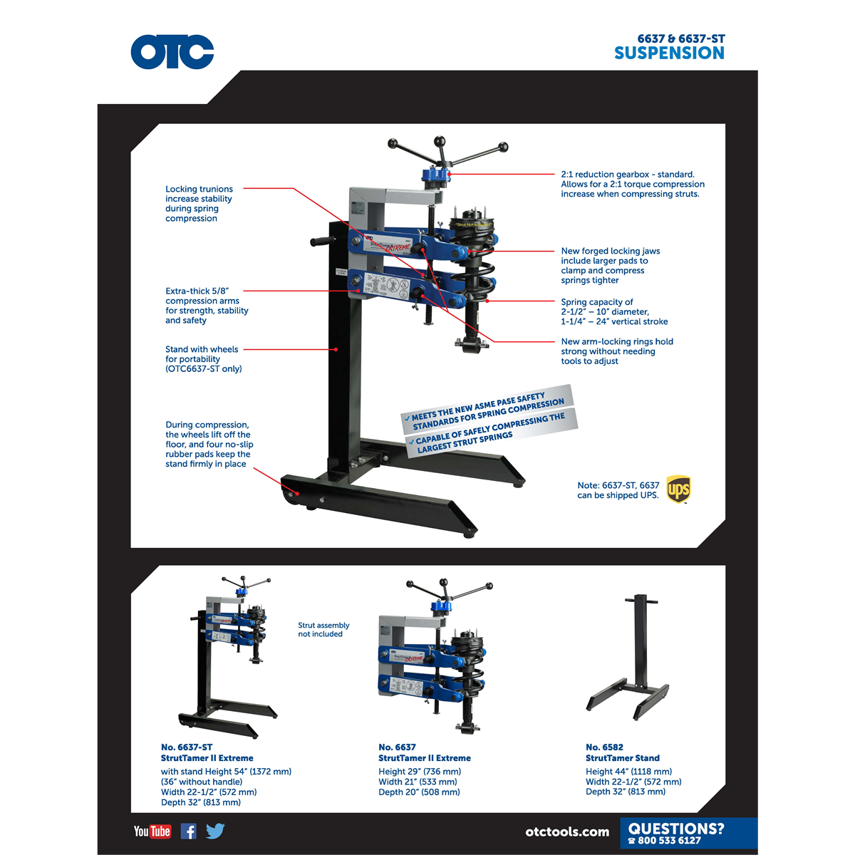 OTC 6637-ST Heavy Duty Strut Spring Compressor with Stand Mobile Base ...