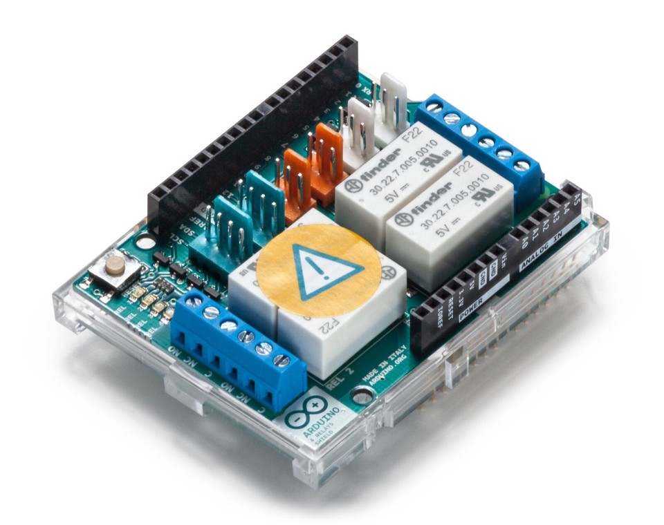 Arduino 4 Relays Shield, Thinker Kit Interfaces for Uno/Mega, A000110 ...
