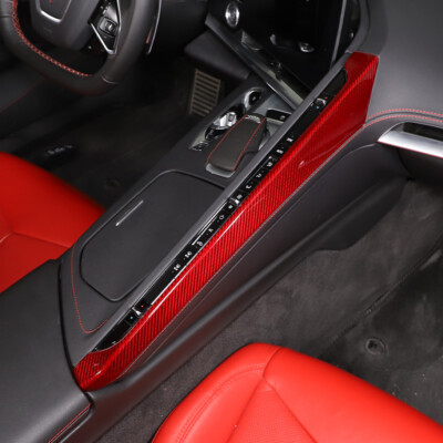 Red Real Carbon Fiber Center Console Side Panel Frame For C8 Corvette ...