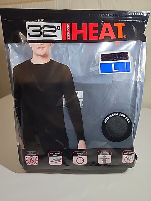 32 Degrees Performance Crew Neck Wicking Base Layer Top 1 Large Black ...