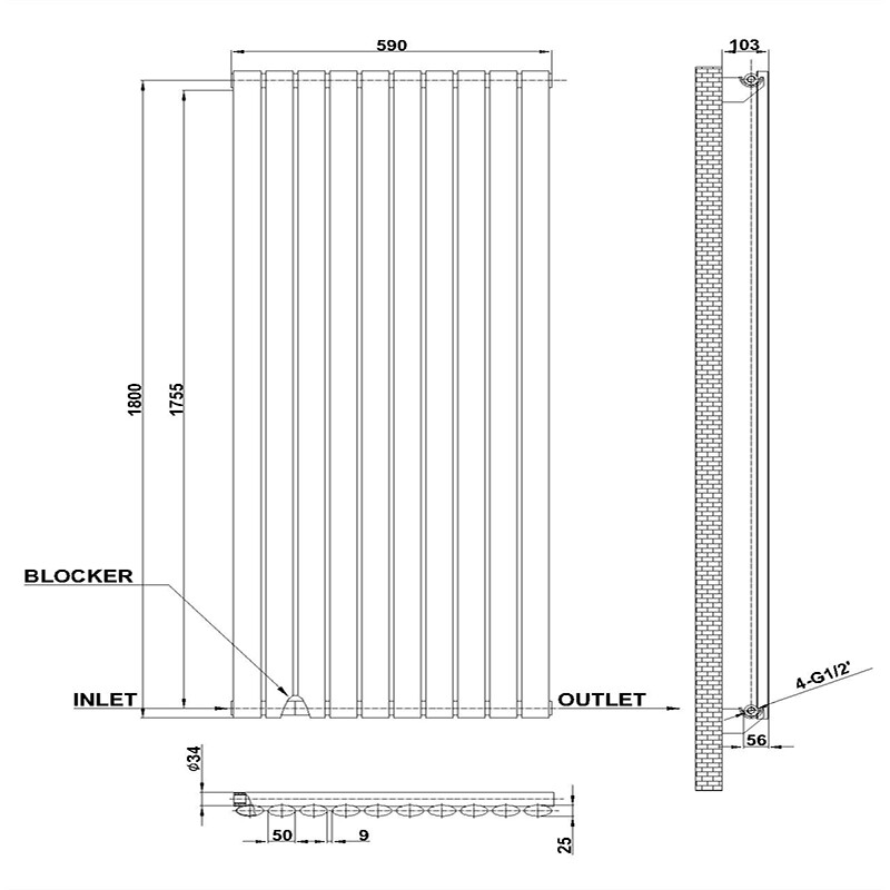Flat Panel Oval Column Horizontal Vertical Designer Radiator Central ...