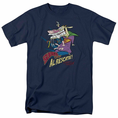 Cow & Chicken Super Cow T Shirt Mens Licensed Cartoon Merchandise Navy ...