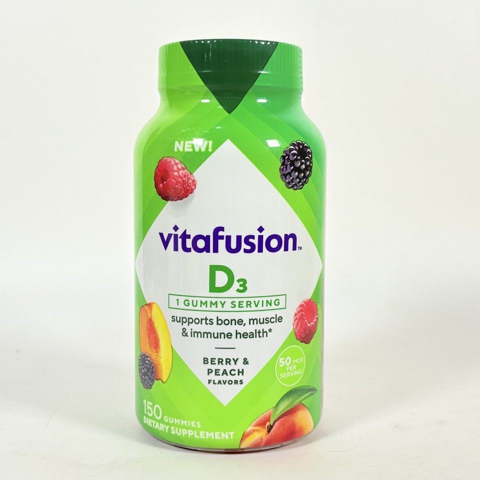 2 PACK - vitafusion Vitamin D3 Gummy Vitamins 150 Ct Berry & Peach EXP ...