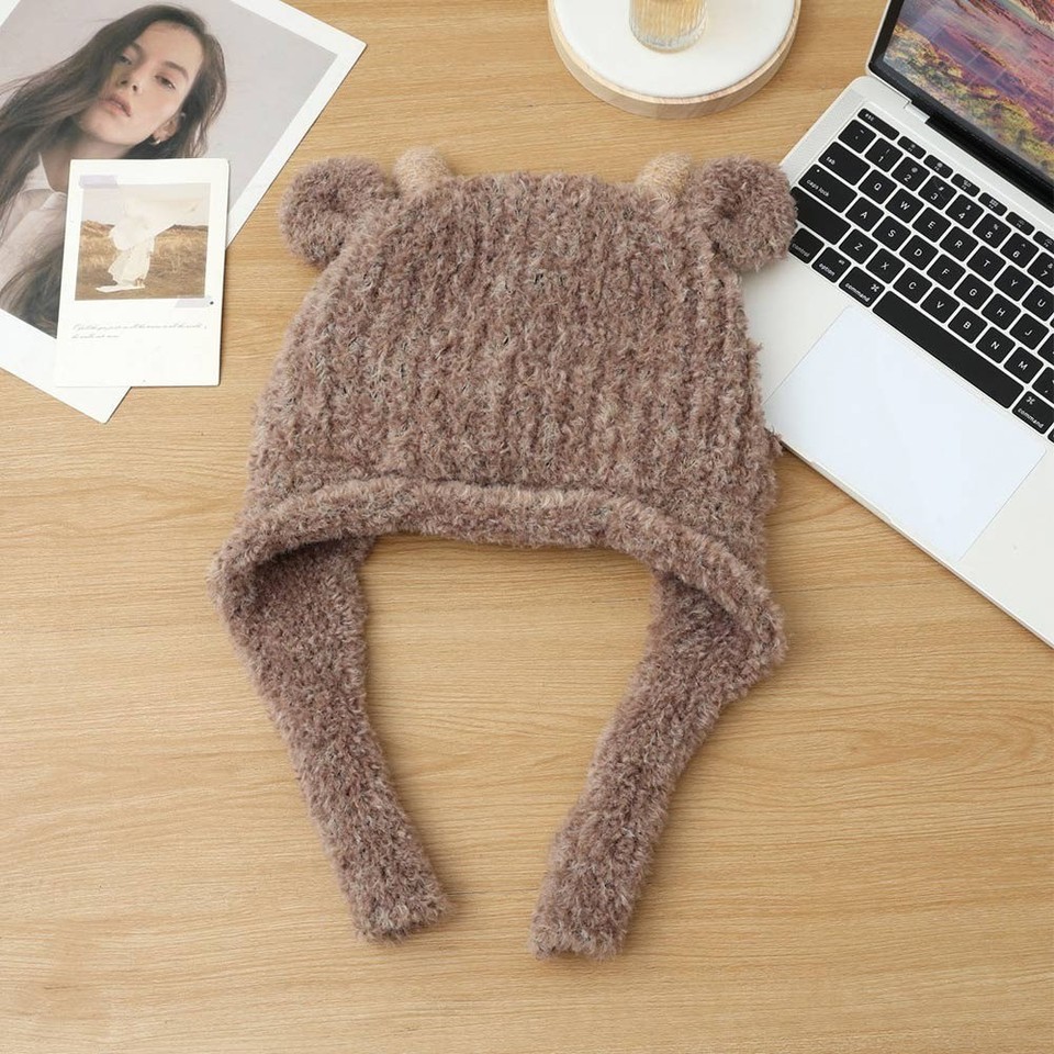 Windproof Knitted Yarn Cap Ear Protection Cycling Cap New Ear Flap Hat ...