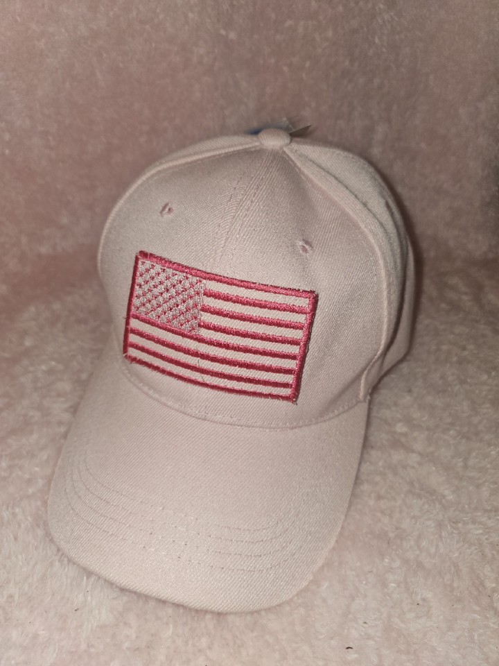 Women Pink USA Vel-cro Patch Hat Adjustable Baseball Cap Removable Flag ...