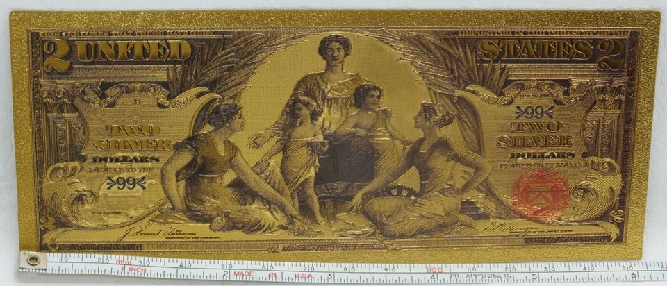 24K Gold-Plated Foil Note Currency Bill Paper Money Novelty Famous Cash ...