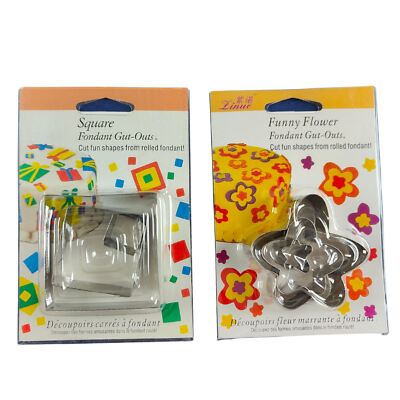 Sets of 3 Metal Shaped Cutters Boxed - Small Mini Shapes Simple Pastry ...