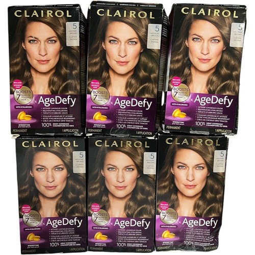 (6) Clairol Age Defy Permanent Hair Color #5 Medium Brown Free Shipping ...