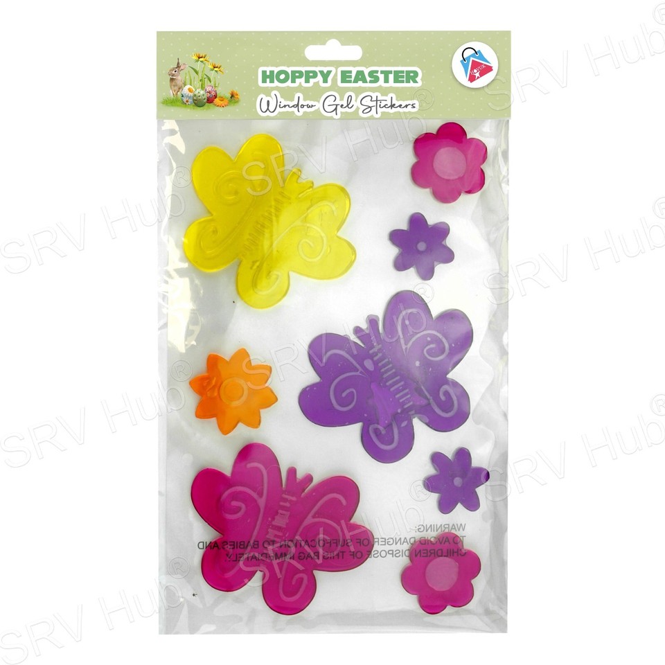 30cm Gel Stickers Sheets, Happy Easter, Bunnies, Butterflies, Eggs, Easter Gifts | eBay UK