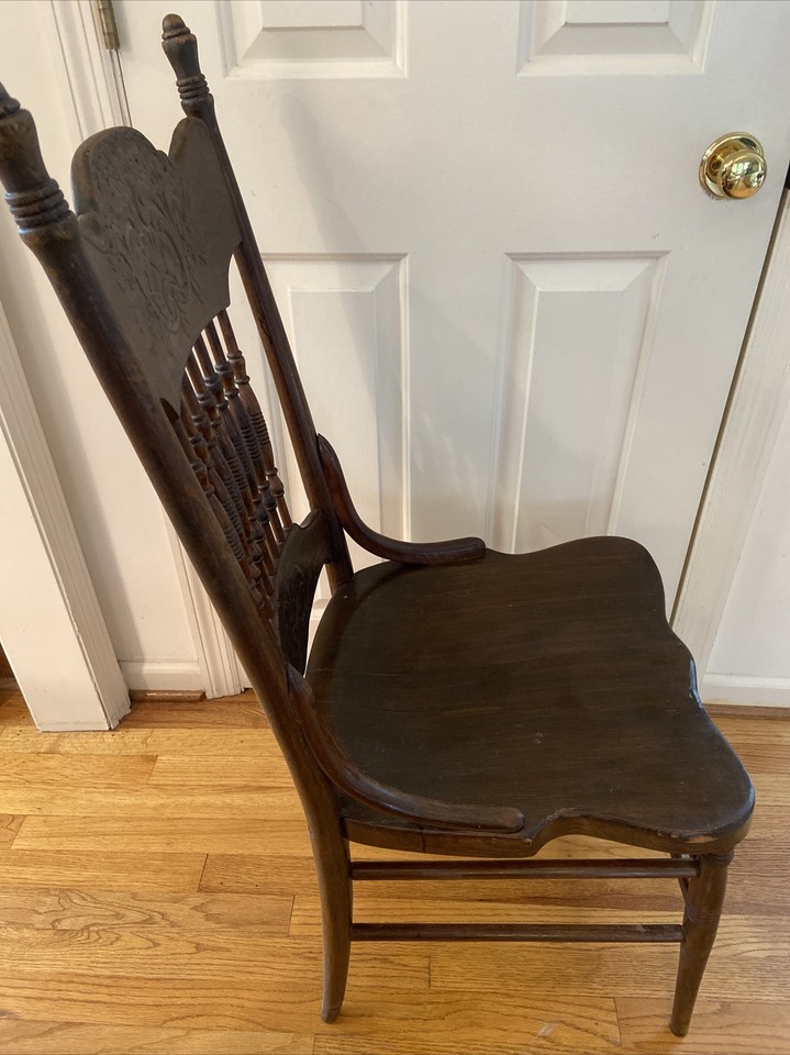 ANTIQUE HIGH BACK CHAIR WITH CARVED BACK solid wood | eBay