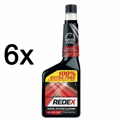 6 x Redex Diesel Fuel System Injector Cleaner Treatment 500ML 4 Shot ...