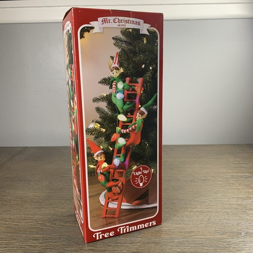 Mr. Christmas 27.5" Tree Trimmer Elves on a Ladder LED Illuminated ...
