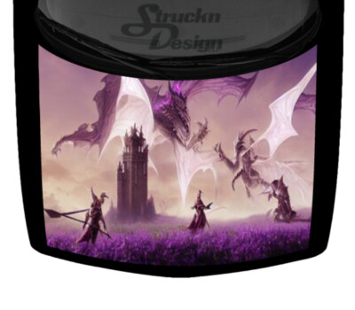 Purple Beige Kingdom Dragons Scales Hood Truck Wrap Vinyl Car Graphic ...