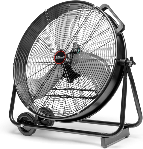 24" Industrial Fan High-Velocity Flow Floor Fan Rolling Drum Shop Fan ...