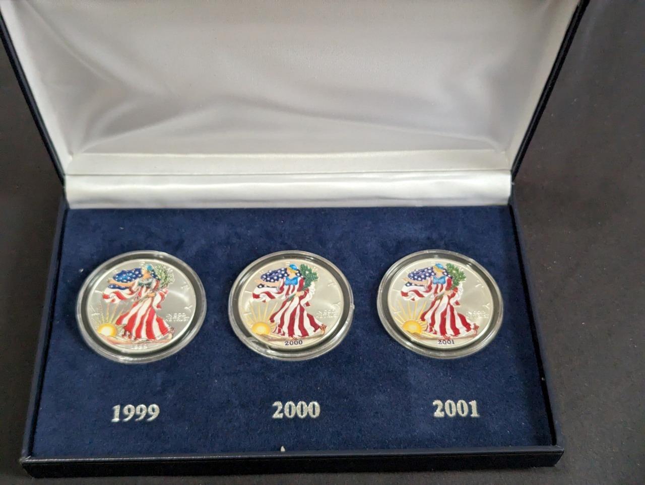 Set of 3 Colorized American Silver Eagles 1999, 2000, 2001 | eBay