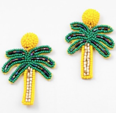 Beaded Palm Tree Handmade Earrings | eBay