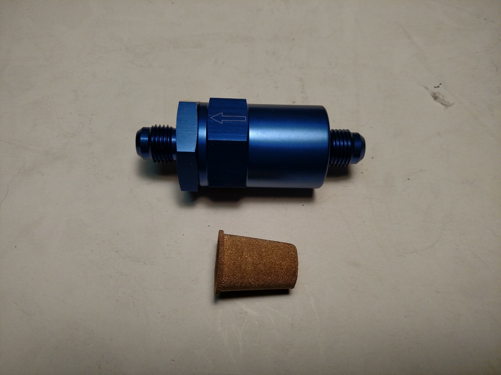 6AN INLINE FUEL FILTER 30 MICRON BILLET ALUMINUM BLUE FOR 3/8 FUEL LINE ...