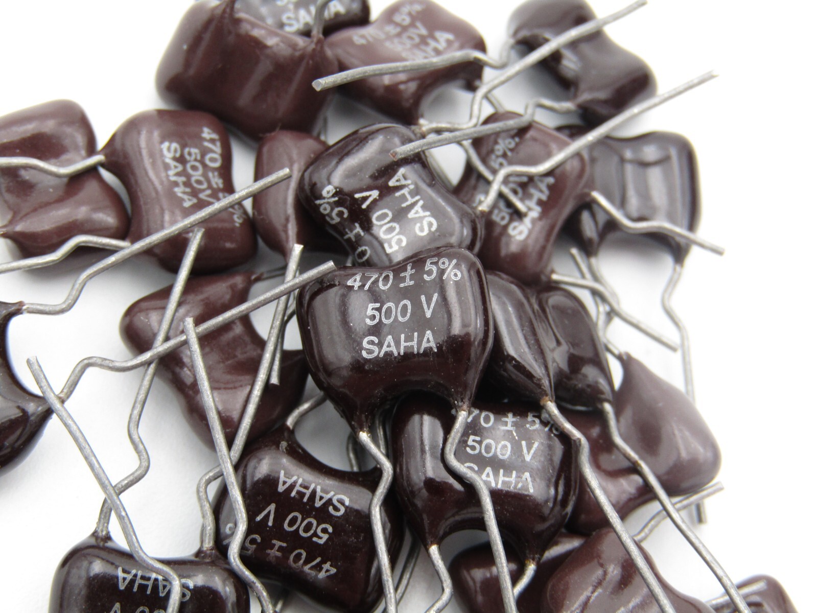 ( 10 PCS ) 470pF 500V 5% Mica Dipped Capacitor Saha Lead are Cut and ...