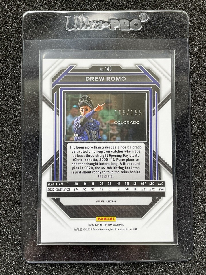 DREW ROMO #’d /199 - 2023 Panini Prizm RED Prizm Holo Prospect Rookie ...