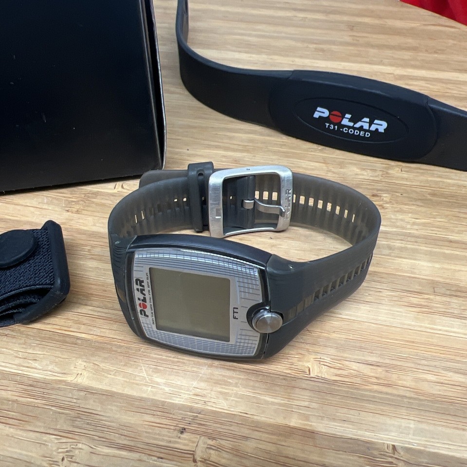 Polar FT1 Heart Rate Monitor Watch & T31 Coded Sensor Chest Strap USED ...