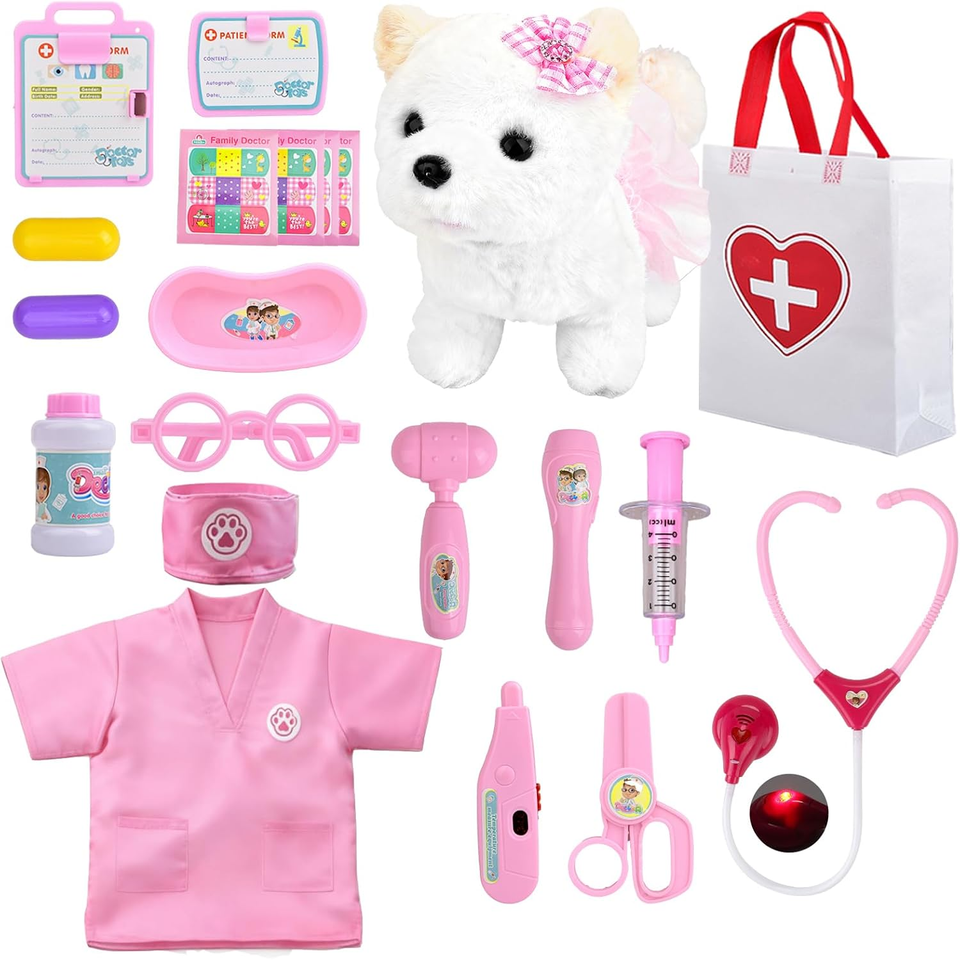 Kids Pet Doctor Kit for Toddlers, 21PCS Kids Doctor Playset with Plush ...