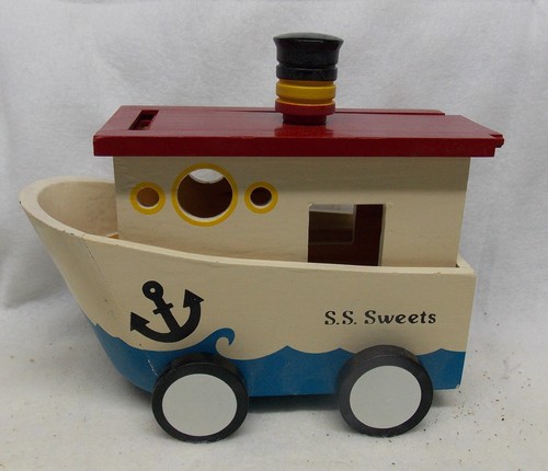Tug Boat Candy Container Wooden See's Candies | eBay