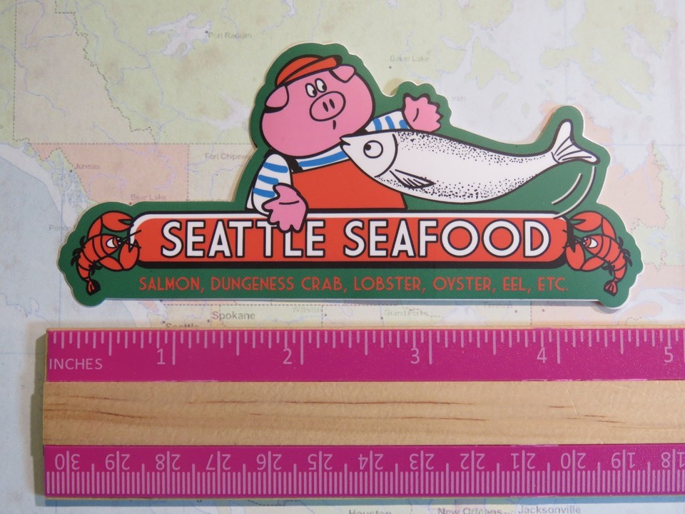 4.8" Cool STICKER ~ Seattle, WA - PIKE Public Market Seafood: Salmon ...