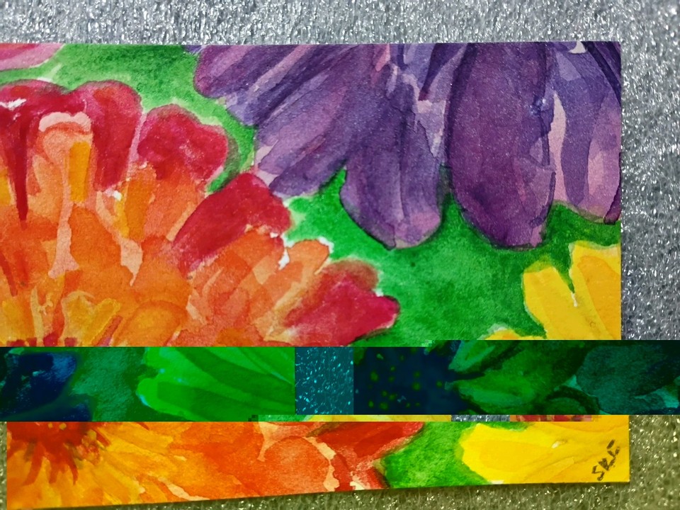 ACEO Original Colorful Zinnia Flowers Watercolor Painting Sharon Foster ...