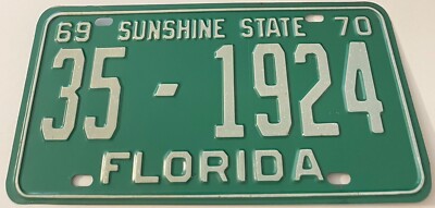 Vintage 1969 1970 Florida License Plate 35-1924 Madison County Lee ...