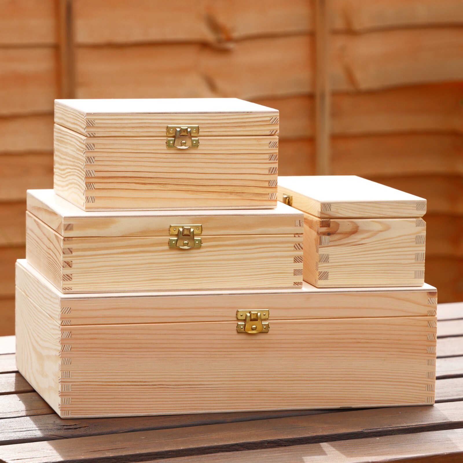 Wooden Plain Gift Boxes Chests Storage with Lid And Locking Clasp/ FREE ...