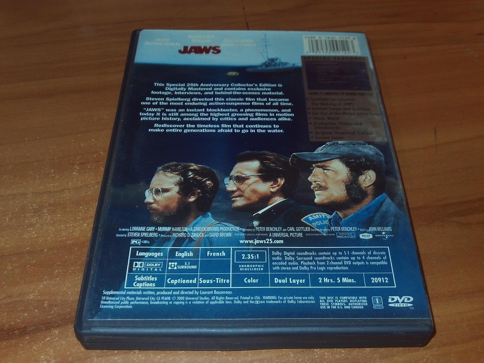 Jaws (DVD 2000 Anniversary Collector's Edition, Widescreen) 25192091322 ...