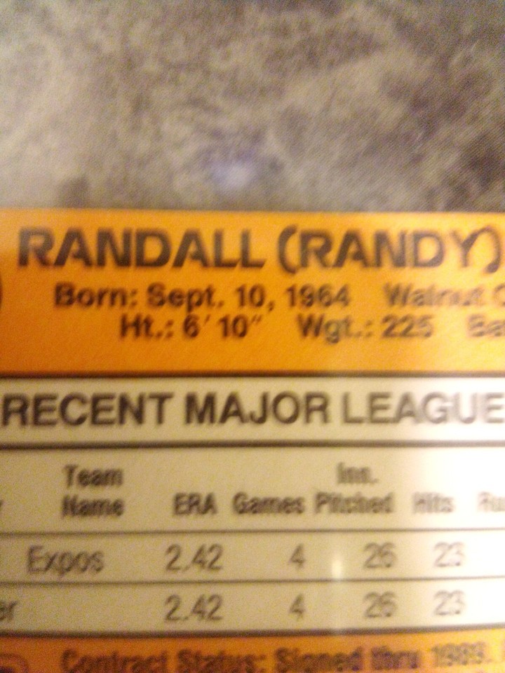 randy johnson rookie card donruss Error Card | eBay