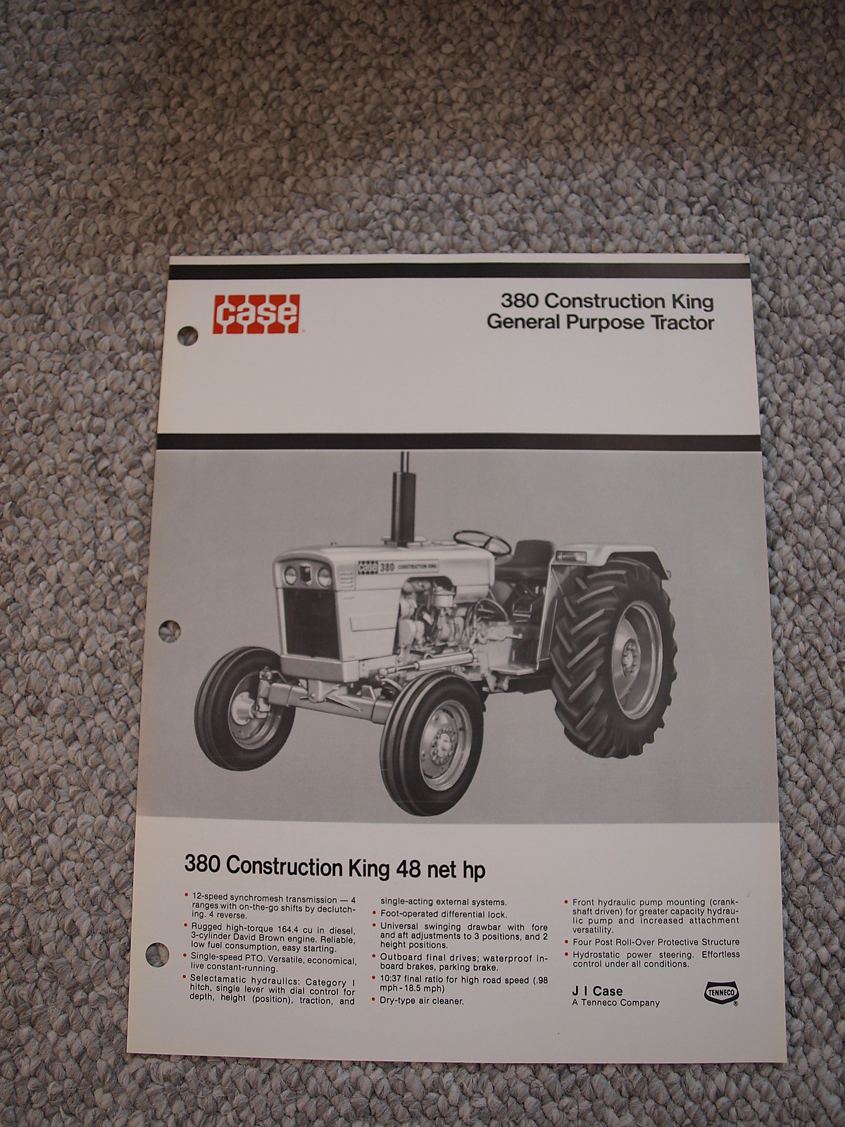 Case 380 Construction King (David Brown 885) Tractor Brochure Original ...