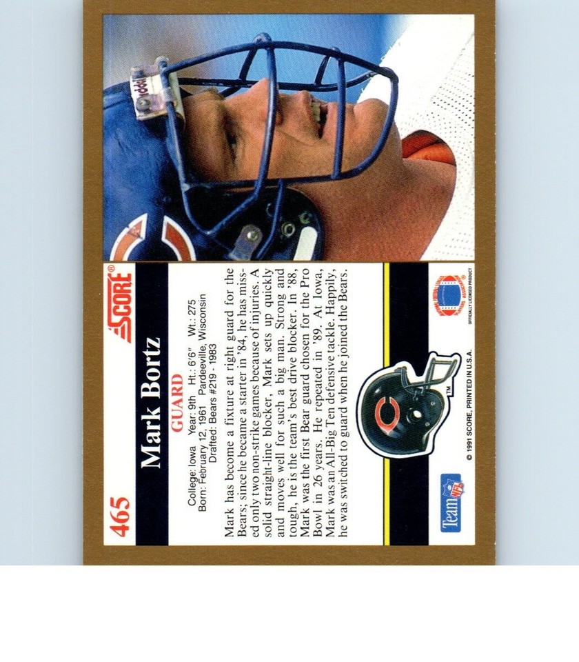 1991 Bears Mark Bortz 465 Score Football Trading Card | eBay