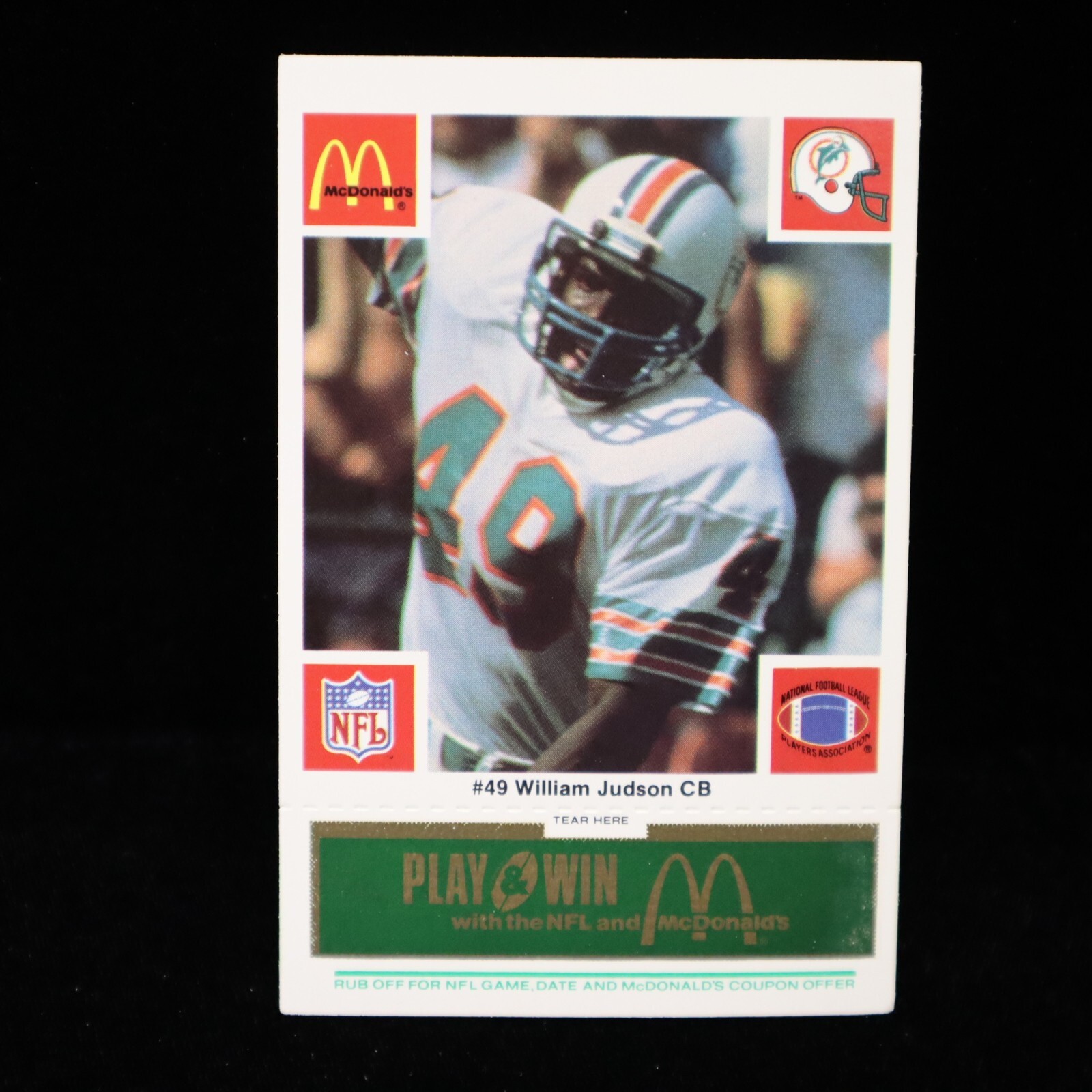 1986 William Judson Miami Dolphins McDonald's "GREEN" Game Card #49 | eBay