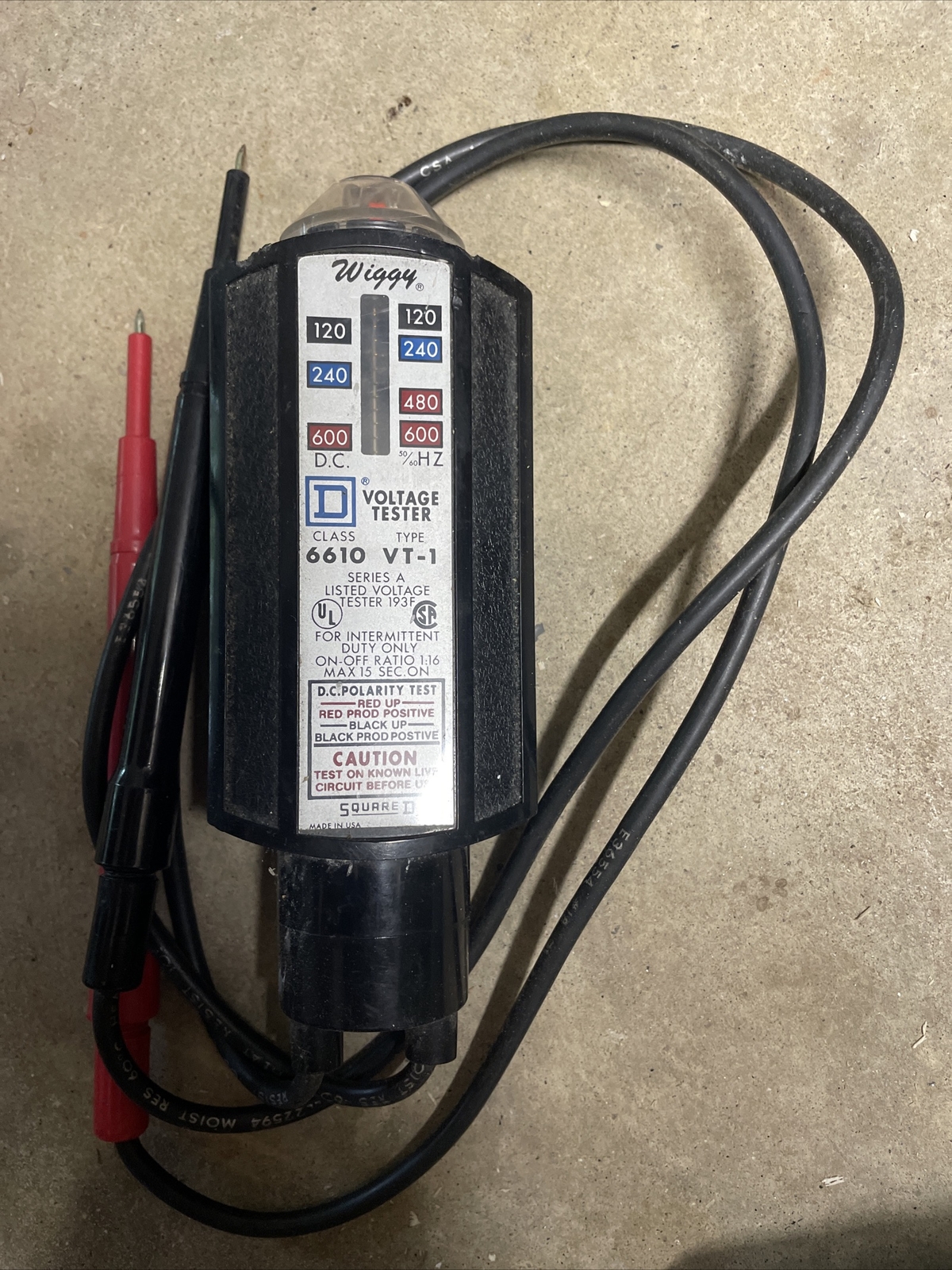 Wiggy 6610 Square-D AC/DC Voltage Tester Electrican Tool Type VT-1 ...