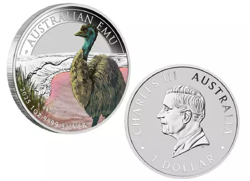 2025 1oz Australia Perth Mint Emu .9999 Silver Coloured Coin | eBay