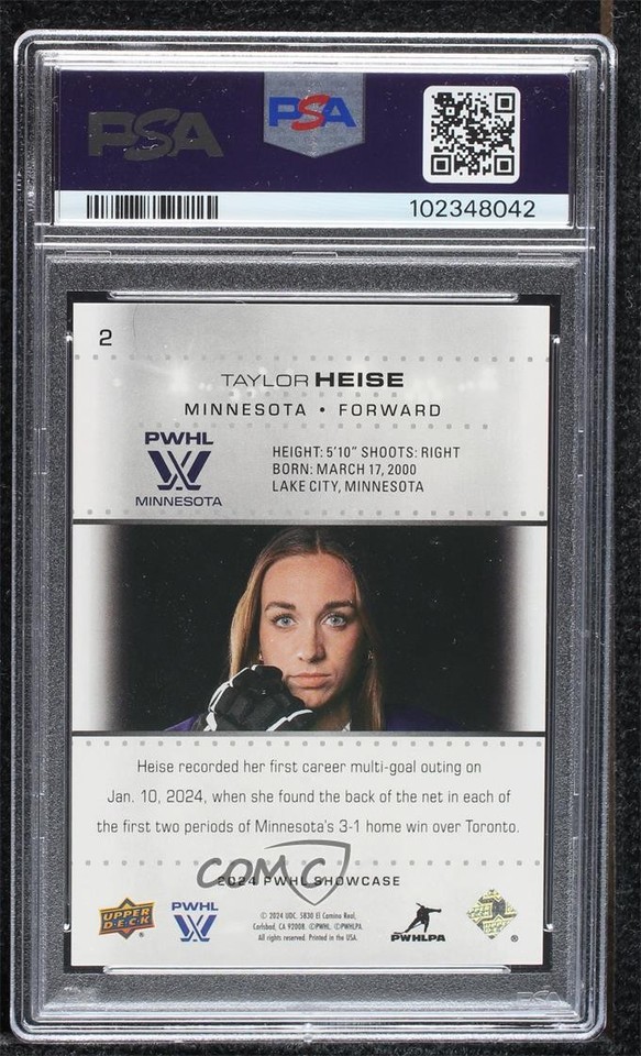 2024 Upper Deck PWHL Showcase Logo /24 Taylor Heise #2 PSA 7 Rookie RC ...