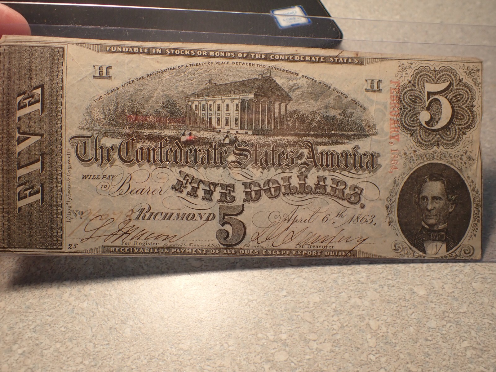 Five Dollars Confederate Note Richmond 1863.....Check it out !!! | eBay
