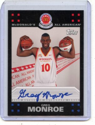 2008-09 TOPPS McDONALDS #GM GREG MONROE AUTOGRAPH ROOKIE CARD RC ...