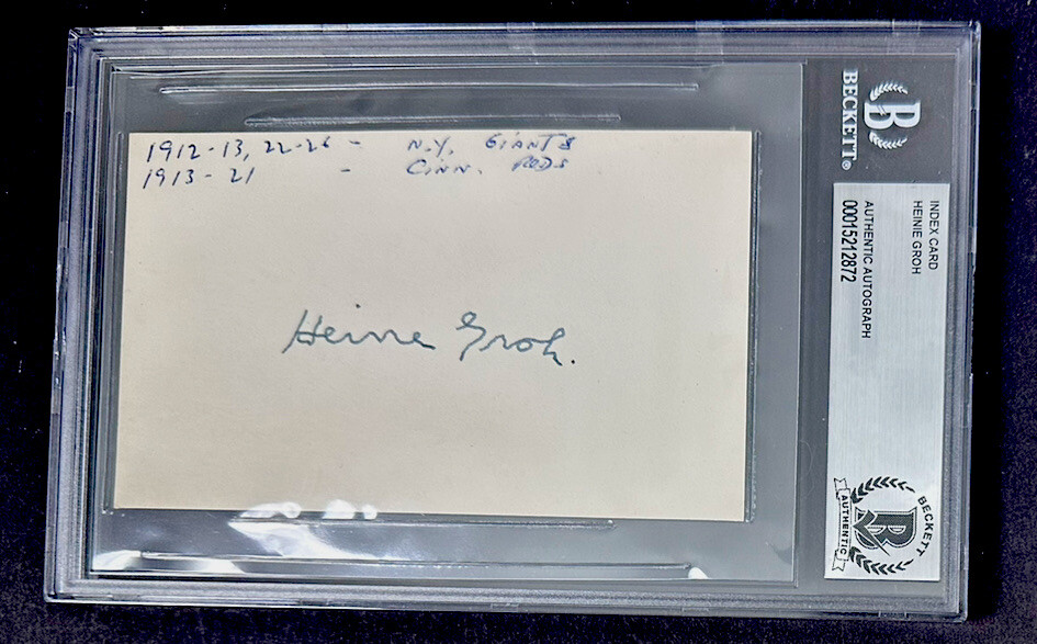 Heinie Groh Signed Index Card Rare 1919 Cincinnati Reds 2X WS Champ ...