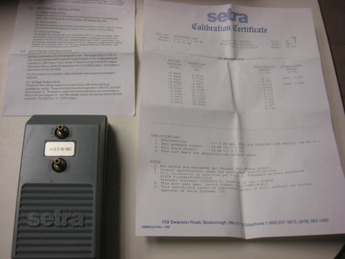 SETRA SYSTEMS MODEL 264 DIFFERENTIAL PRESSURE TRANSDUCER 26412R5WB11A1E ...