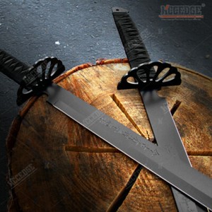 2 PC Large Full Tang 28" Ninja Twin Tanto Blade Sword Machete w/Nylon ...