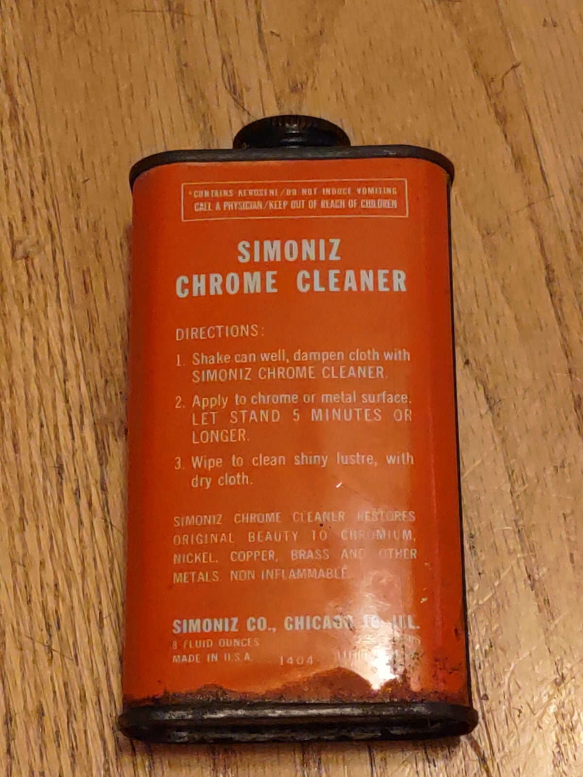 VINTAGE SIMONIZ CHROME CLEANER 8 fl. oz CAN WITH RESIDUE | eBay UK