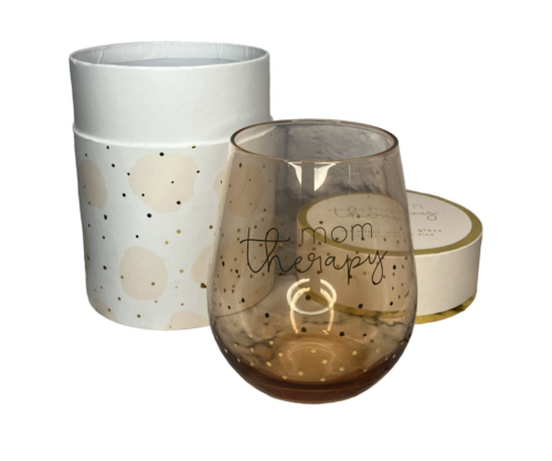 New Paper Destiny by Papyrus Stemless Wine Glass Mom Therapy Gold Dots ...