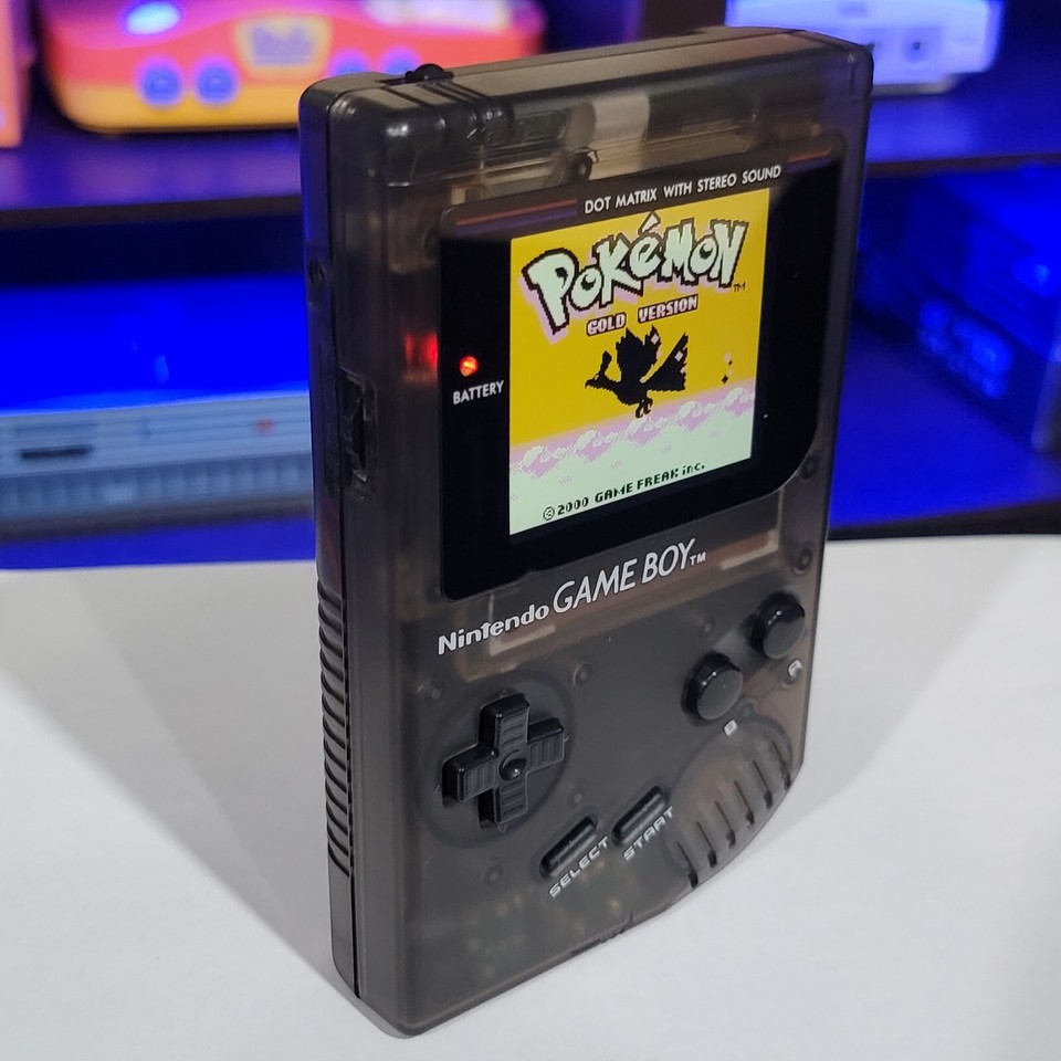 Clear Black Nintendo Classic Game Boy DMG With Upgraded Backlit IPS LCD ...