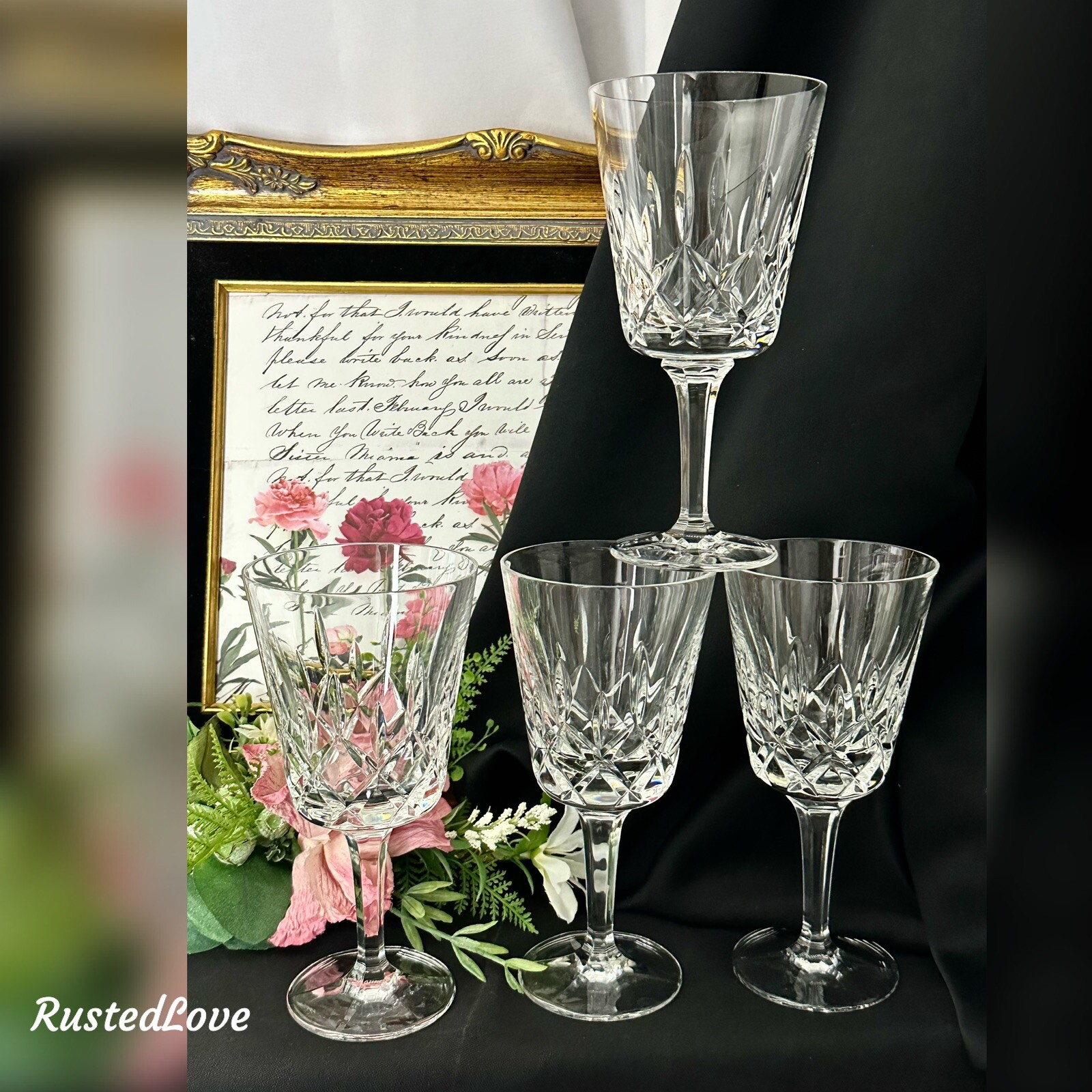 Water Glasses Gorham King Edward Blown Glass Clear Cut Glass Drinking ...